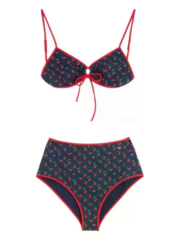 Valentino Garavani Cherryfic-print Bikini - Blue