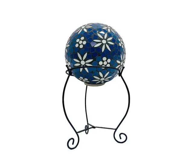 TEMP-TATIONS As Is Outdoors Mosaic Gazing Ball W/ Stand - One-color