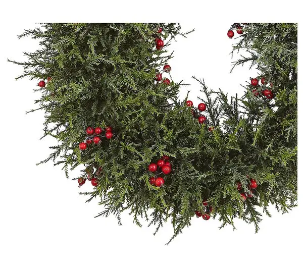 NEARLY NATURAL 20' Cedar Berry Wreath
