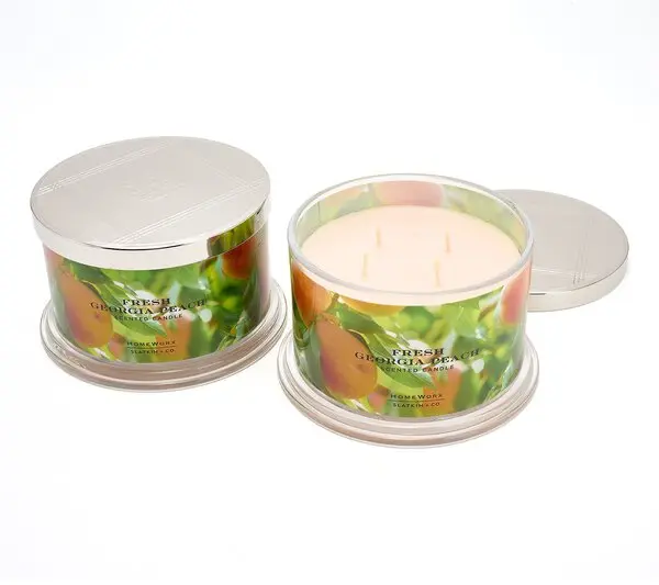 HOMEWORX BY SLATKIN + CO. As Is S/2 18ozfresh Peach Candles - One-color