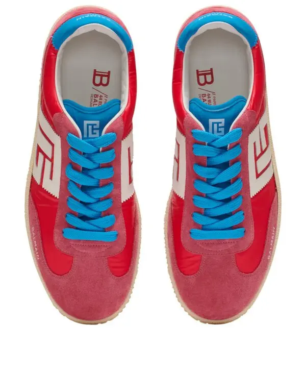 Balmain Swan Suede And Nylon Trainers - Red