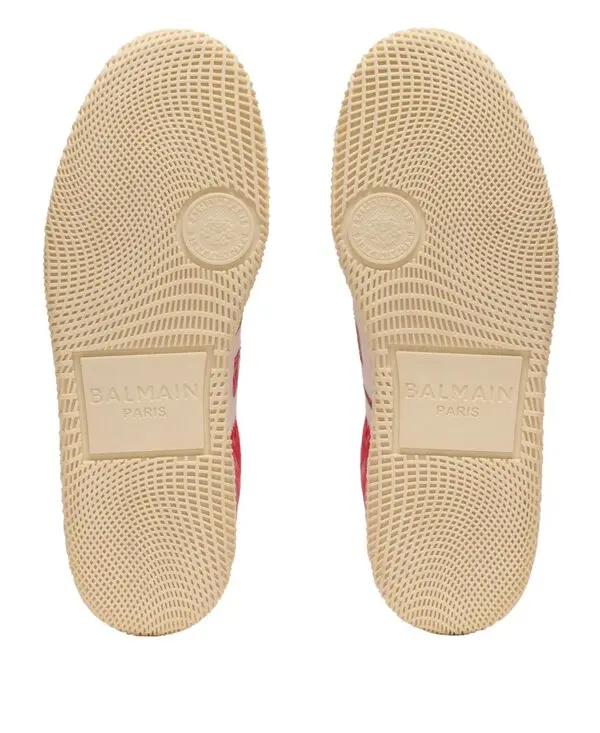 Balmain Swan Suede And Nylon Trainers - Red
