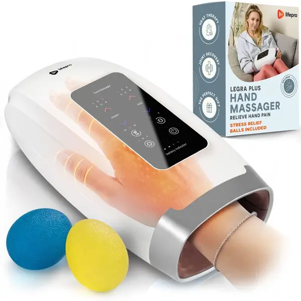 LIFEPRO Legra Hand Massager With Heat & Compression – Finger - White