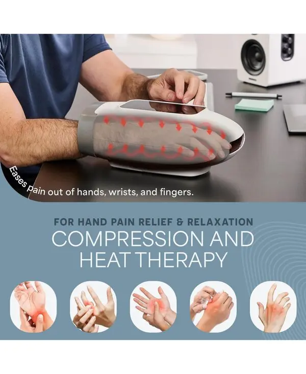 LIFEPRO Legra Hand Massager With Heat & Compression – Finger - White