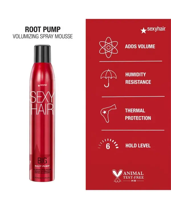 SEXY HAIR Big Root Pump Volumizing Spray Mousse 10oz - Red