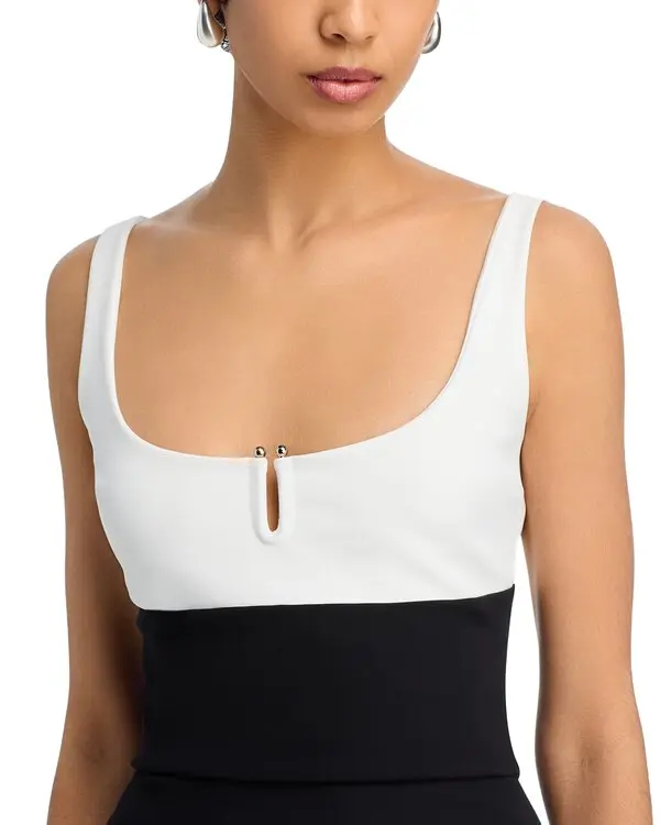 Chiara Boni La Petite Robe Color Blocked Square Neck Midi Dress