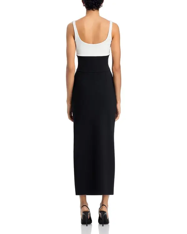 Chiara Boni La Petite Robe Color Blocked Square Neck Midi Dress