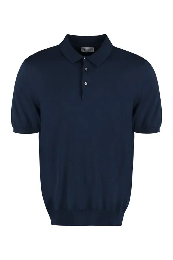 THE (ALPHABET) The Cotton Knit Polo Shirt - Blue