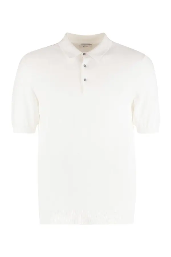 THE (ALPHABET) The Cotton Knit Polo Shirt - White