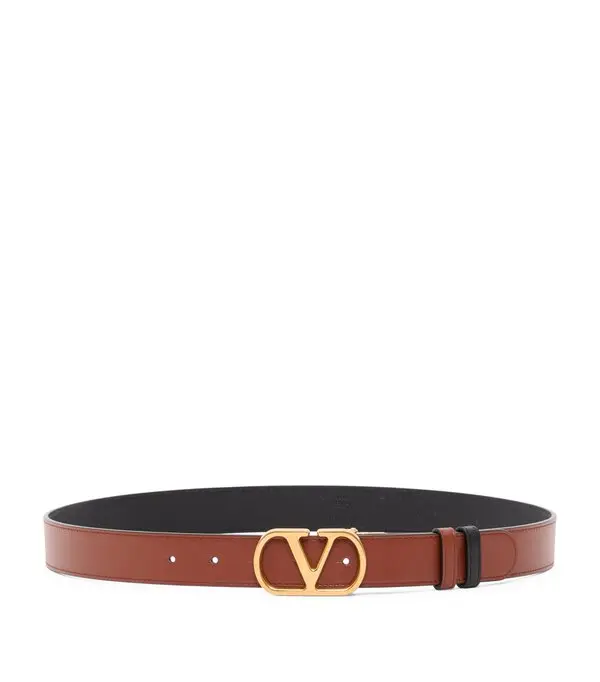 Valentino Garavani Leather Reversible Vlogo Signature Belt - Brown