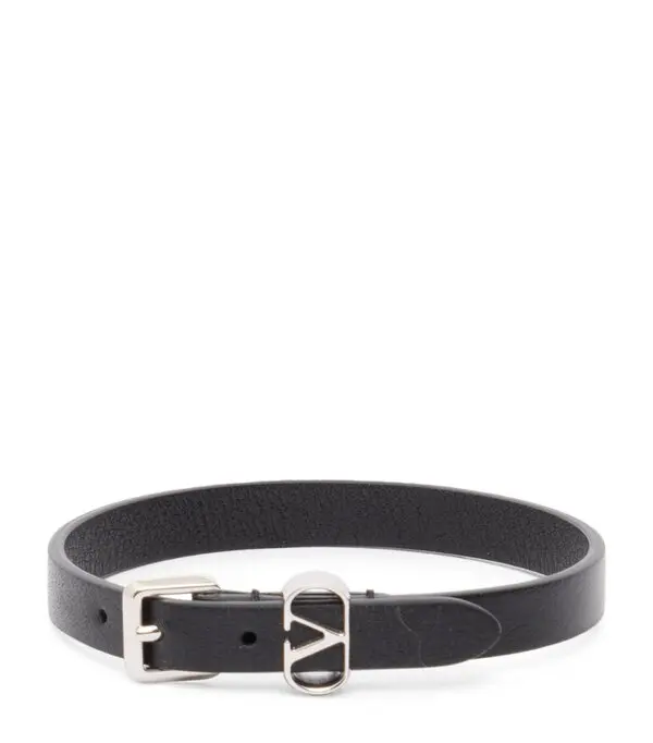 Valentino Garavani Leather Vlogo Bracelet - Black