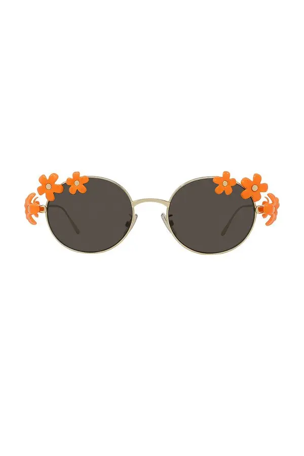 Loewe Flowers Round Sunglasses - Shiny Endura Gold & Gradient Brown