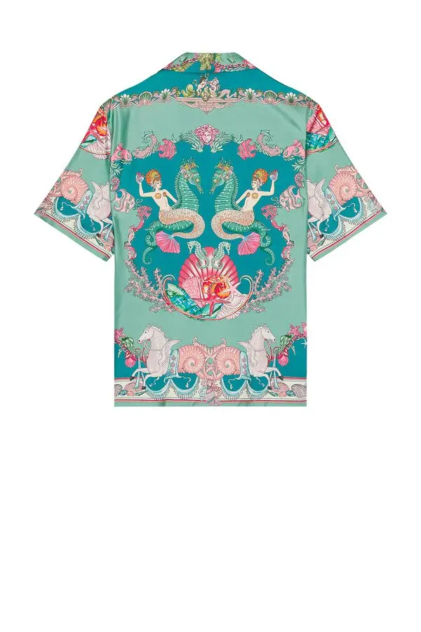 Versace Coral Theatre Print Shirt In Sage - Sea Green