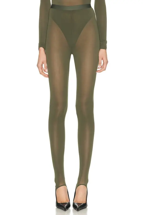 Wardrobe.NYC Sheer Stirrup Legging - Military