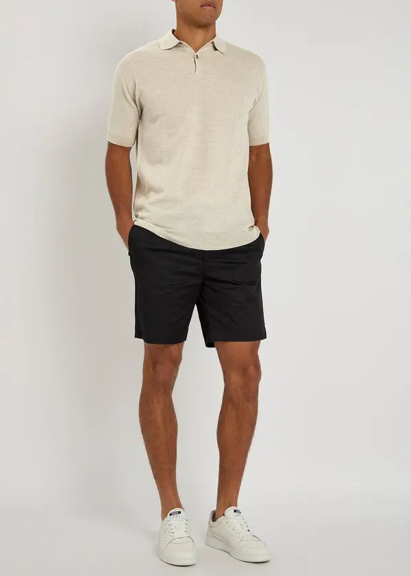 John Smedley Textured Fine-knit Wool Polo Shirt