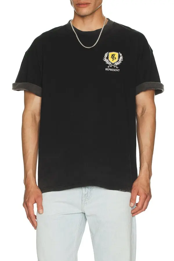 REPRESENT Crest Tee In White - Vintage Black
