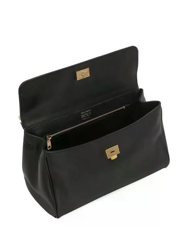 Dolce & Gabbana Medium Sicily Logo-plaque Tote Bag - Black