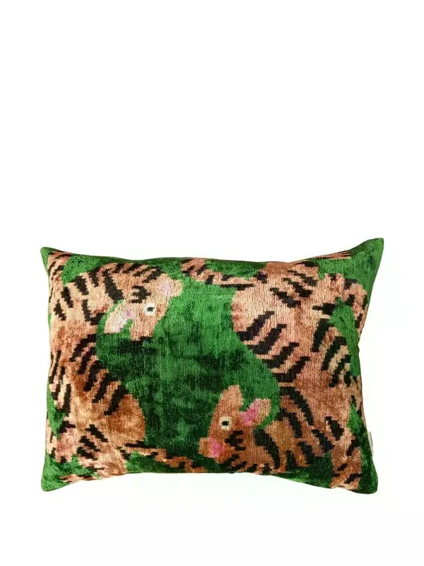 LES-OTTOMANS Velvet Cushion - Green