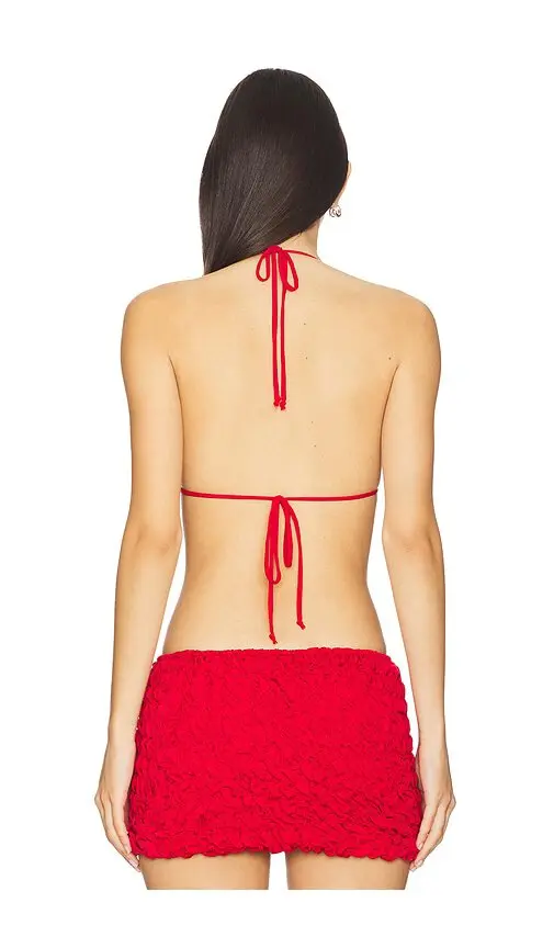 Norma Kamali Scallop Bra Top In Red