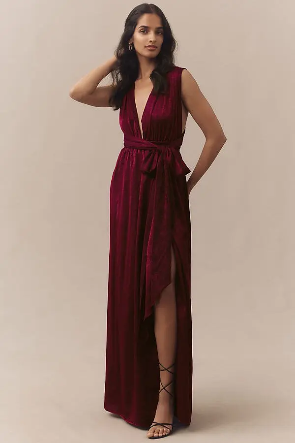 mailys halter neck wrap dress Mailys Plunge Convertible Wrap Maxi Dress