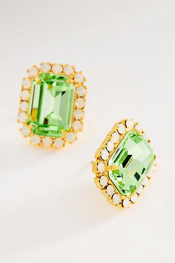 THE PINK REEF Neon Gem Stud Earrings - Light Green