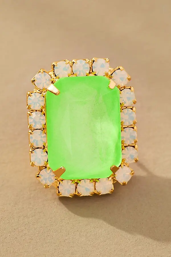 THE PINK REEF Neon Gem Stud Earrings - Lime