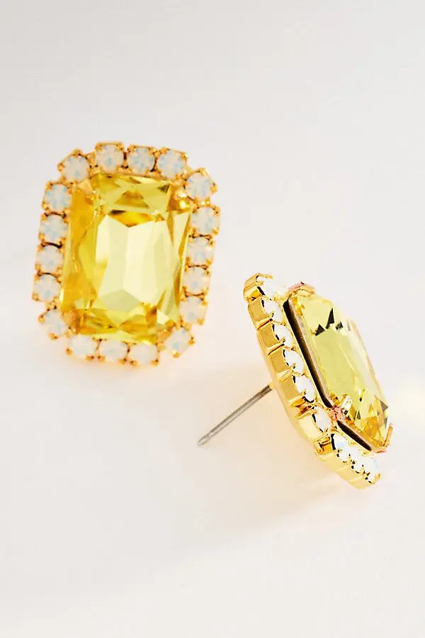 THE PINK REEF Neon Gem Stud Earrings - Sun Yellow