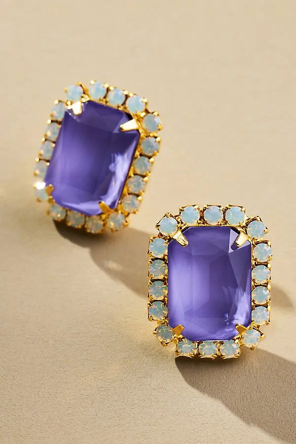 THE PINK REEF Neon Gem Stud Earrings - Violet