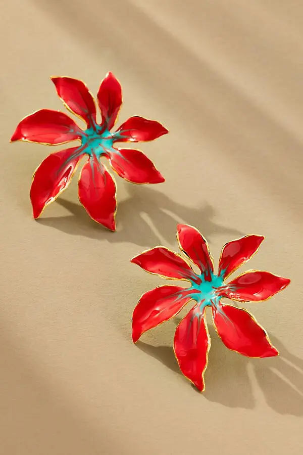 THE PINK REEF Tropic Post Earrings - Coral