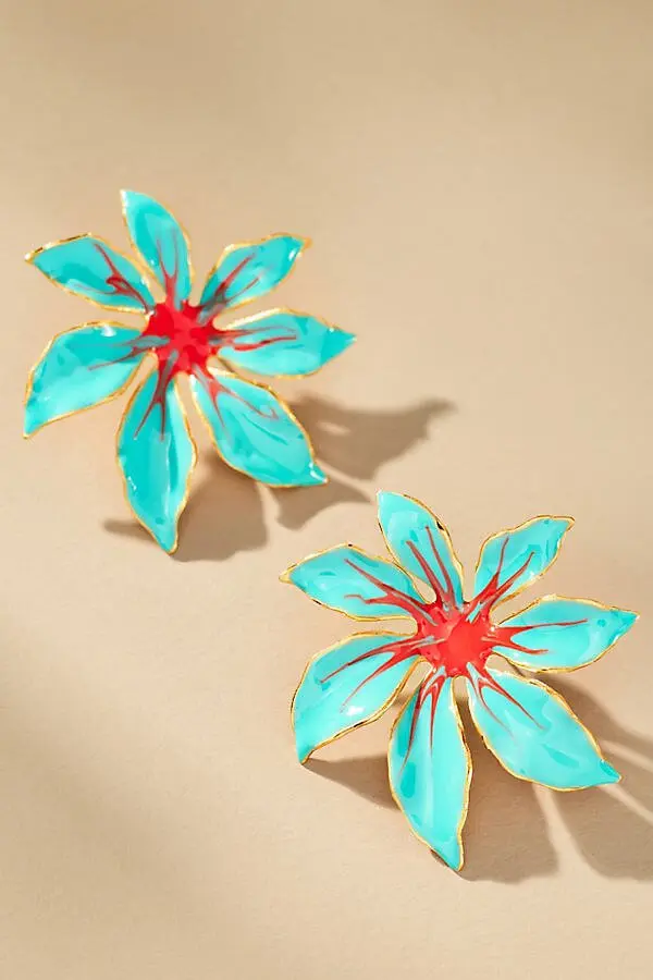 THE PINK REEF Tropic Post Earrings - Turquoise