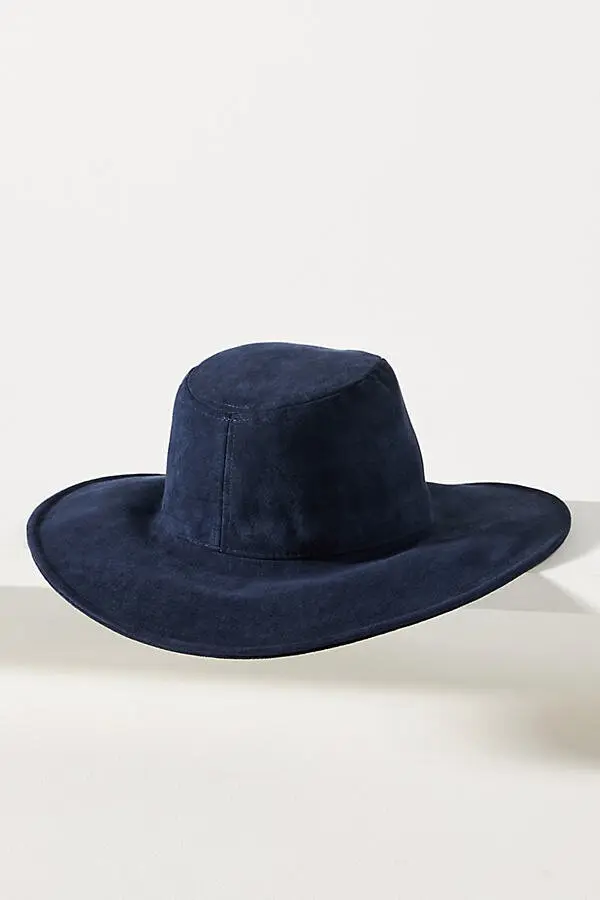 San Diego Hat Pioneer Faux-Suede Fedora - Navy | Editorialist display picture 3