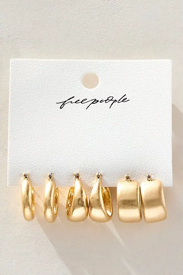 Free People Everyday Hoops Set Of 3 - Gold Mix
