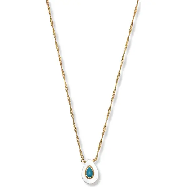 Argento Vivo Teardrop Mother-of-pearl & Turquoise Pendant Necklace - Gold