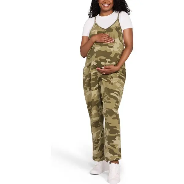 Motherhood Maternity Sleeveless Relaxed Fit Maternity Jumpsuit - Camo