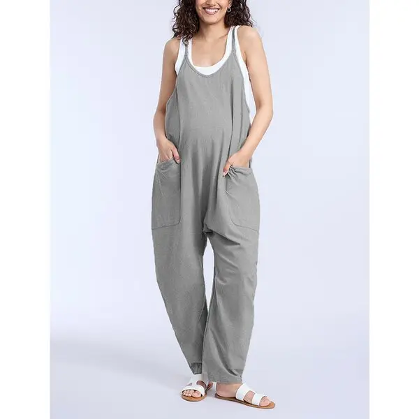 Motherhood Maternity Sleeveless Relaxed Fit Maternity Jumpsuit - Heather Grey