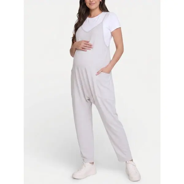 Motherhood Maternity Sleeveless Relaxed Fit Maternity Jumpsuit - Microchip