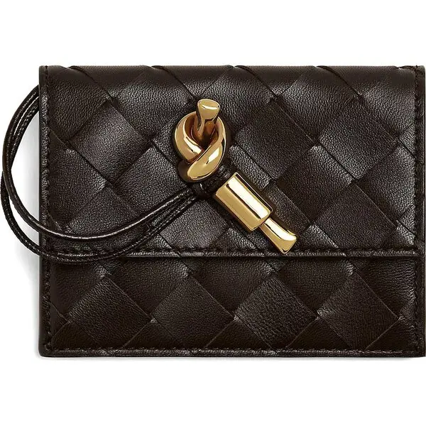Bottega Veneta Andiamo Intrecciato Leather Slim Card Case - 2190 Fondant-m Brass