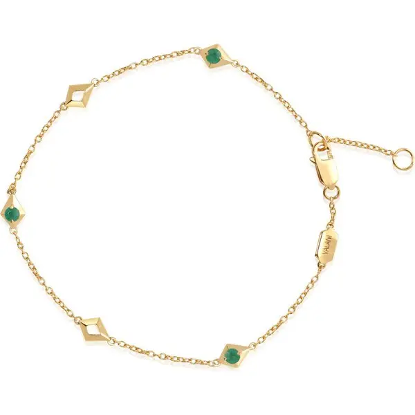 VALANI ATELIER Elegance Emerald Station Bracelet - Emerald/ 14k Yellow Gold