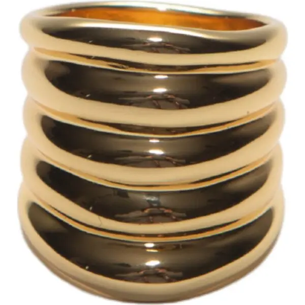 Argento Vivo Linear Rib Ring - Gold