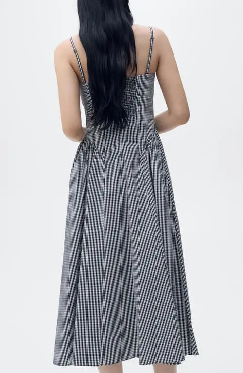 knee length dresses for ladies Miley Gingham Midi Dress  Blue Magnolia
