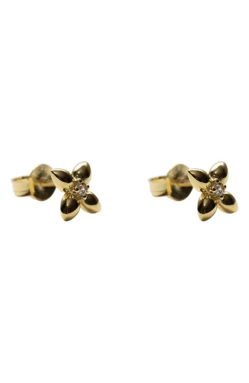 Argento Vivo Cubic Zirconia Floret Stud Earrings - Gold