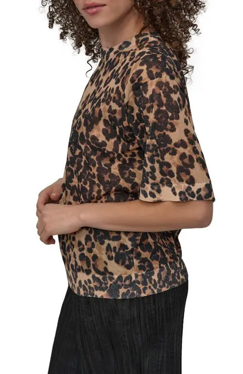 Dkny Cheetah Print Short Sleeve Sweater