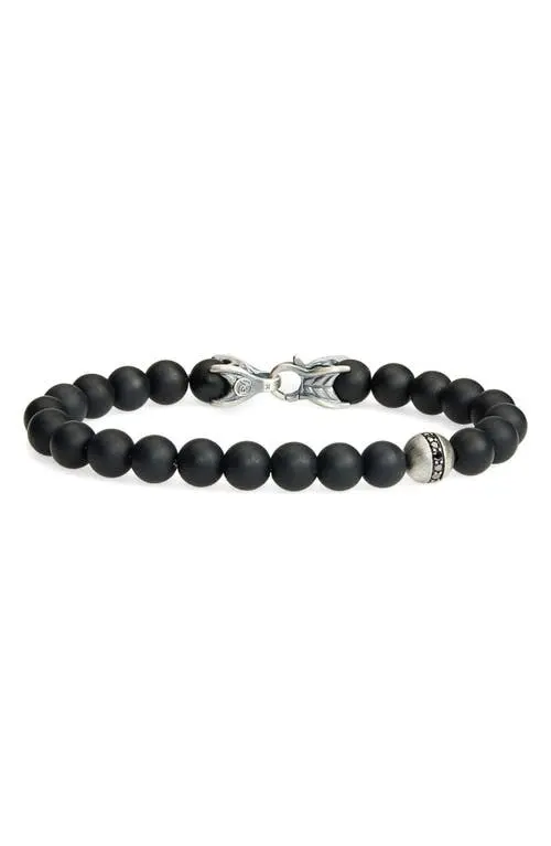 David Yurman Spiritual Beads Bracelet With Black Onyx And Diamonds - Black/ Silver