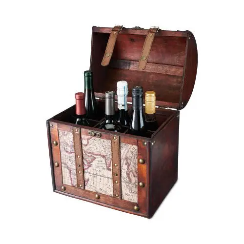 TWINE 6-bottle Old World Wooden Wine Box