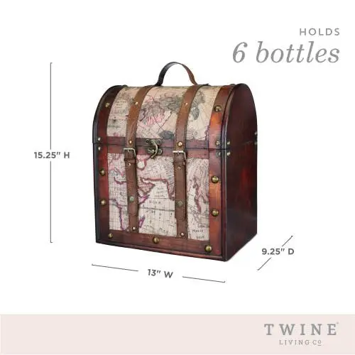 TWINE 6-bottle Old World Wooden Wine Box