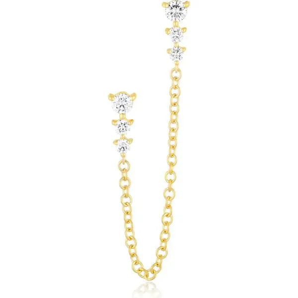 Ef Collection Single Diamond Chain Drop Earring - 14k Yellow Gold / Diamond