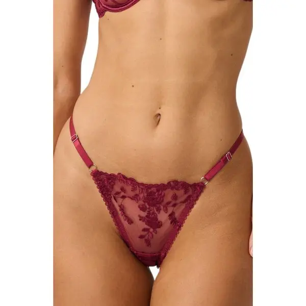 KAT THE LABEL Nicolette Embroide Thong - Red