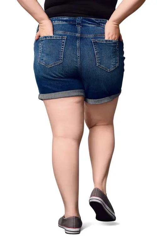 SLINK JEANS Cuffed Denim Shorts - Ruby