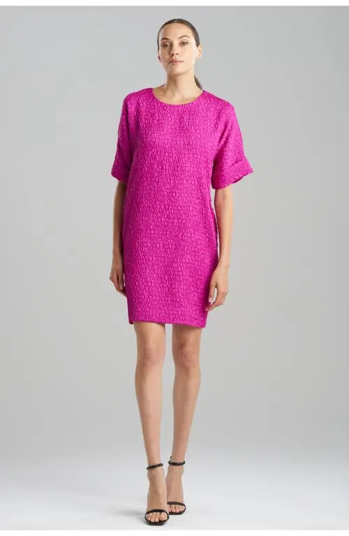 Natori Floral Crinkle Jacquard T-shirt Dress - Fuchsia
