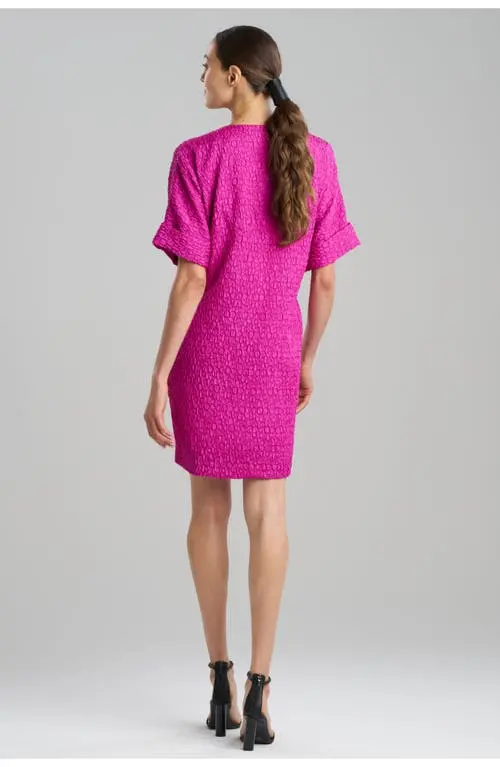 Natori Floral Crinkle Jacquard T-shirt Dress - Fuchsia
